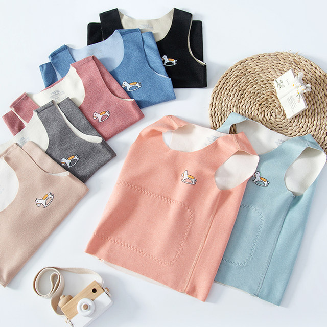 Children's thermal vest boys German velvet seamless inner wear patch ...