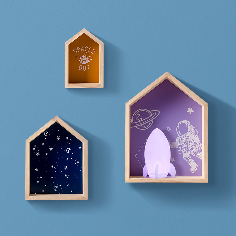 Mitu Baby Wooden Wall Shelf - House Shaped, Simple & Modern