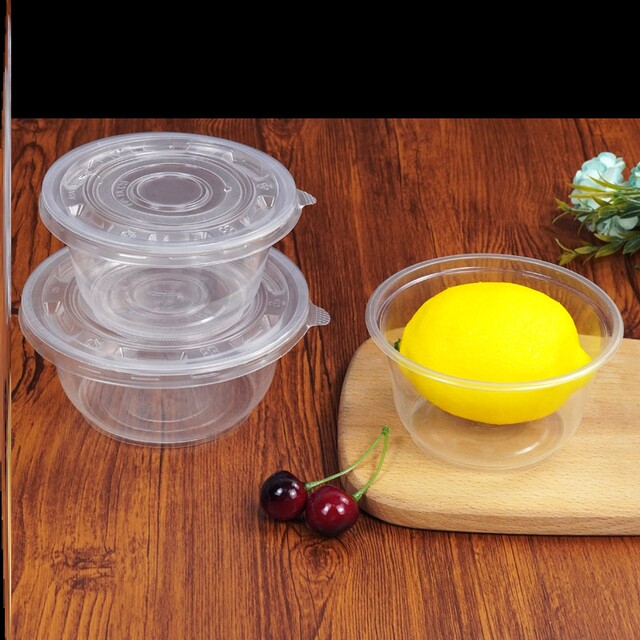 Disposable bowl plastic rice bowl with circular transparent takeaway ...