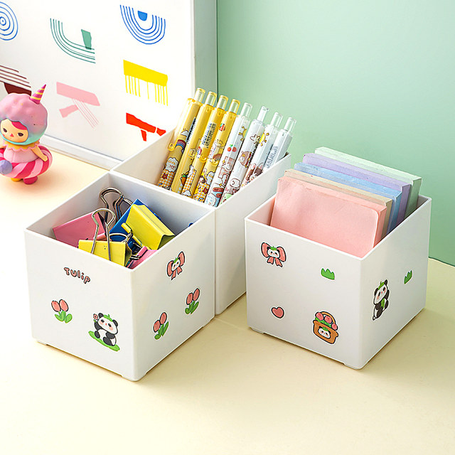 Note storage box square sticky note small compartment office clip ...