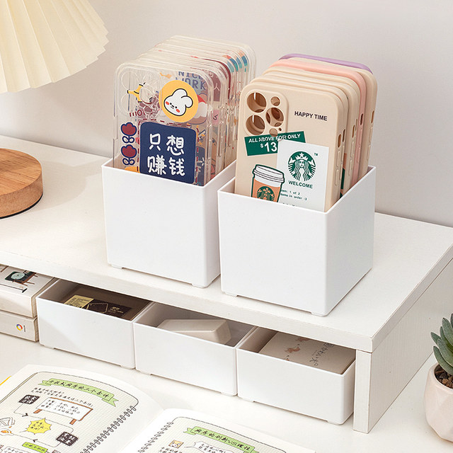 Stationery note storage box desktop square drawer grid student ...