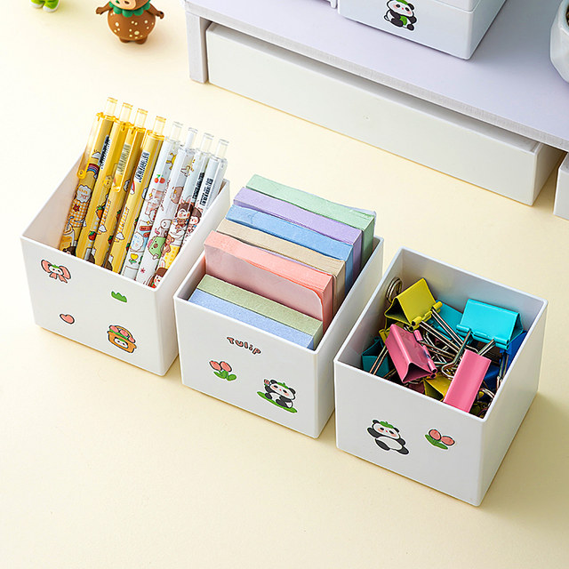 Note storage box square sticky note small compartment office clip ...