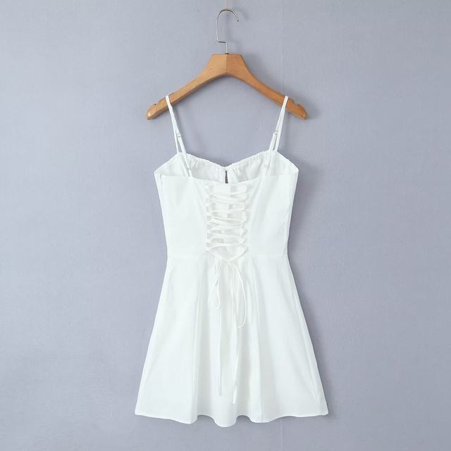 French niche sexy belt hollow fish bone waist skid dress sweet net red ...