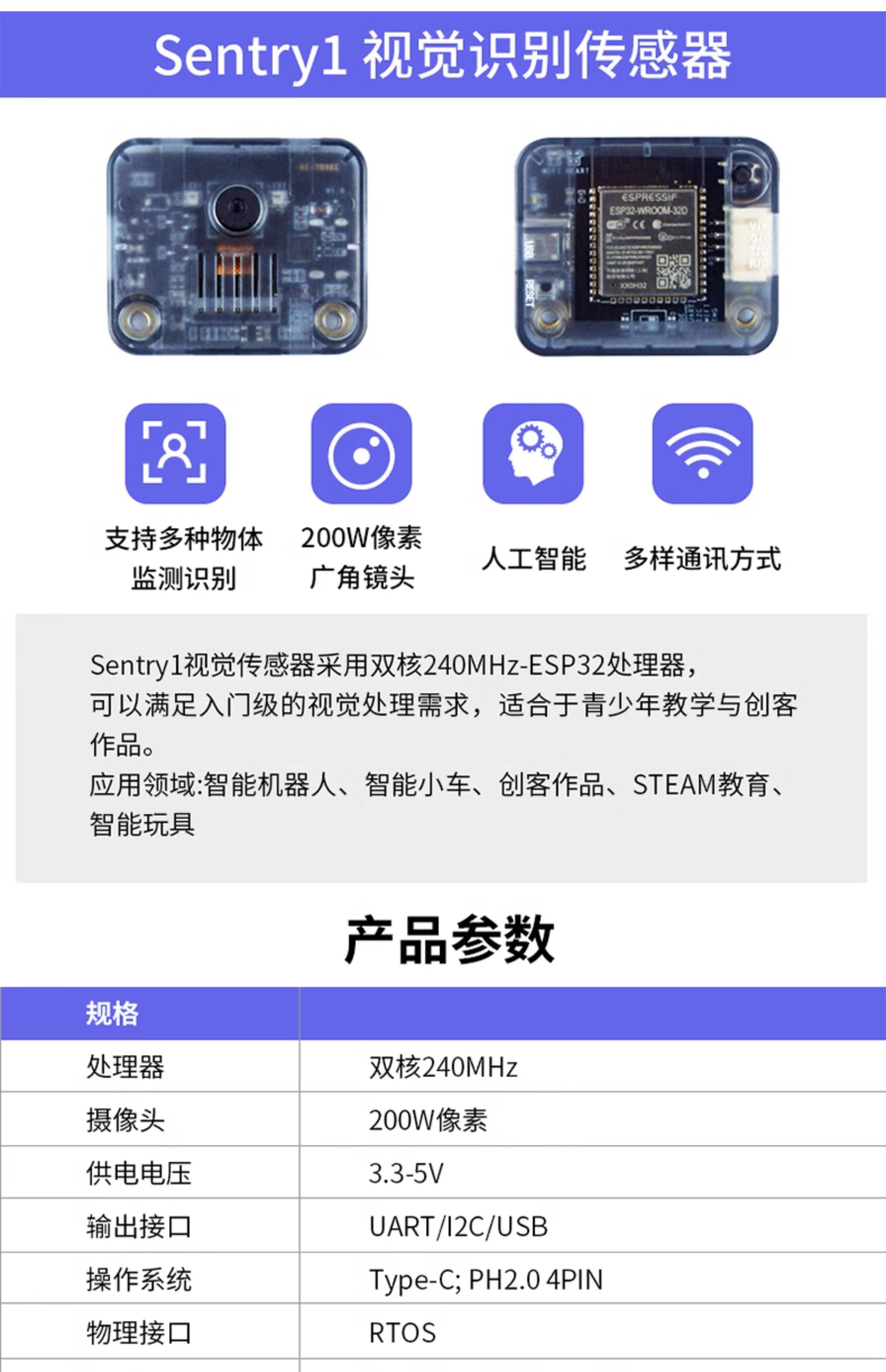 Modul kamere - Sentry1 k210 modul za vizualno prepoznavanje wifi slike za prenos | Keyes