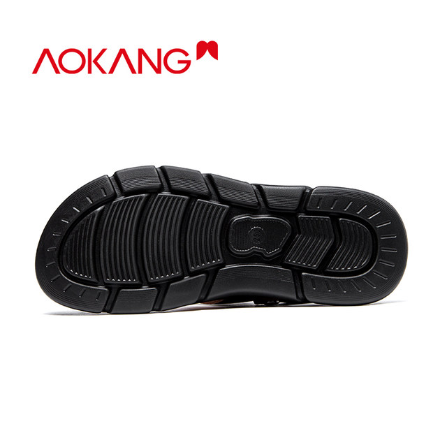 Aokang Sandals Men's Summer Genuine Leather Soft Bottom Cowhide Brand ...