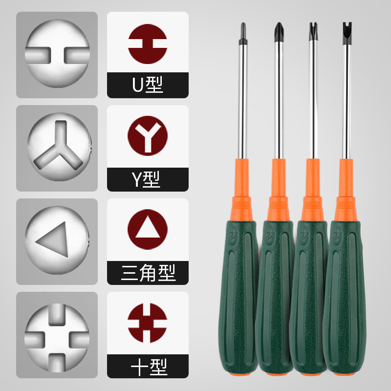 Green Forest Triangular Screwdriver Set with Various Shapes