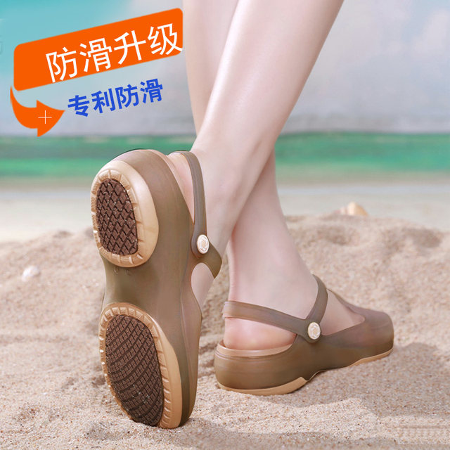 JDOV Crocs women's summer non-slip beach shoes jelly soft thick bottom ...
