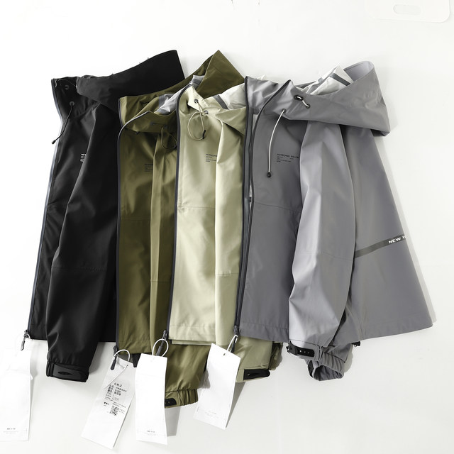 Fully glued design outdoor functional windproof mountain style hooded ...