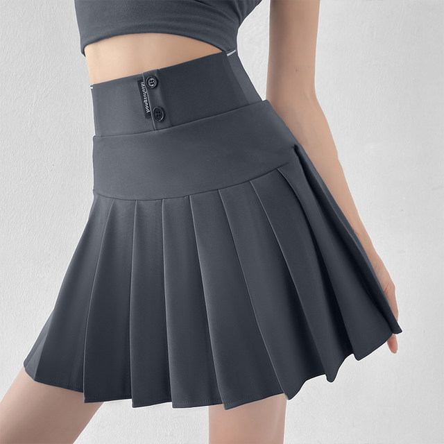 Loose waist sports pleated skirt female summer high waist elasticity thin half -body skirt ...