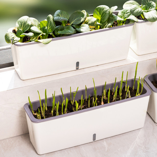 Rectangular narrow flower pot balcony vegetable pot long vegetable ...