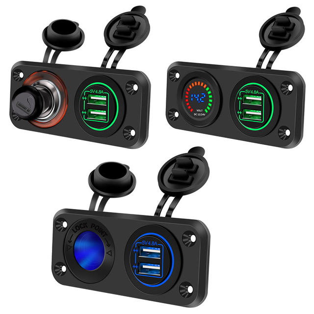 Car and RV modified cigarette lighter base panel combination with ...