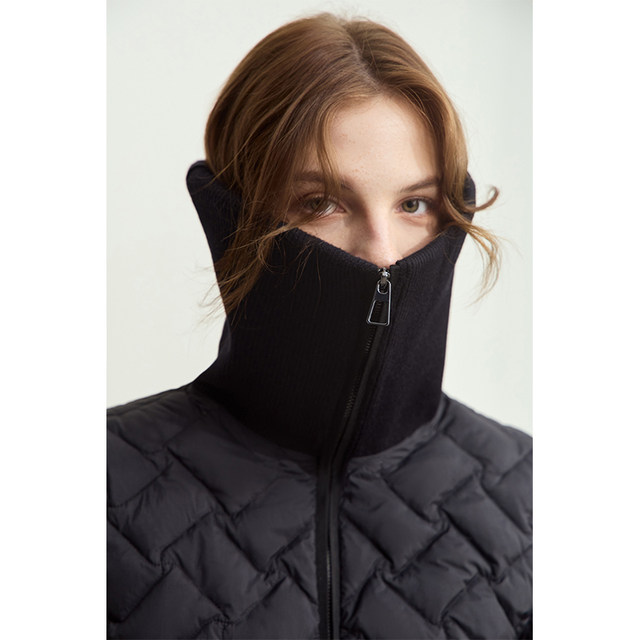 Amii2024 new winter style warm lapel stand collar woolen stitching duck ...