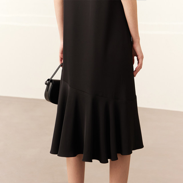 Amii2024 new summer style round neck short-sleeved fishtail hem dress ...