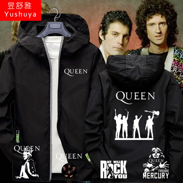 Queen Band Cardigan Jackets for Men and Women Thin Zipper Hooded ...