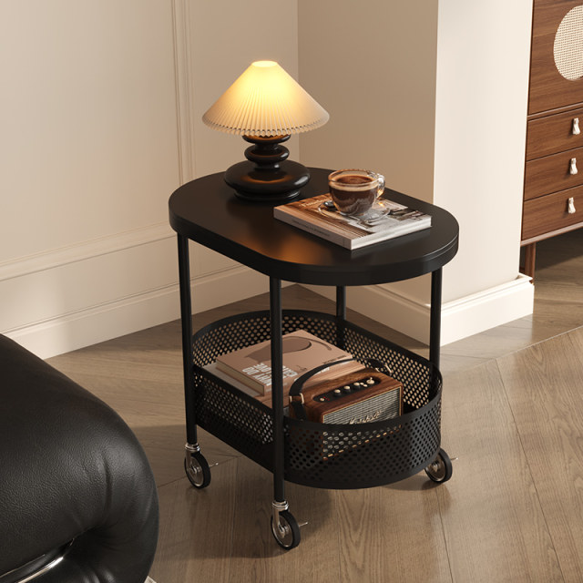 French light luxury high-end movable trolley side table, antique style ...