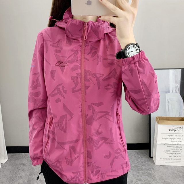 Outdoor jacket women's thin single-layer spring and autumn mesh lining ...