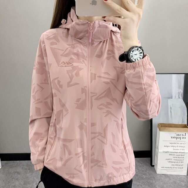 Outdoor jacket women's thin single-layer spring and autumn mesh lining ...