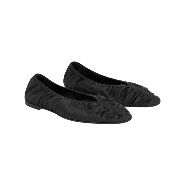 2024 Autumn New Silk Pleated Ballet Flats Women's Versatile Leather ...