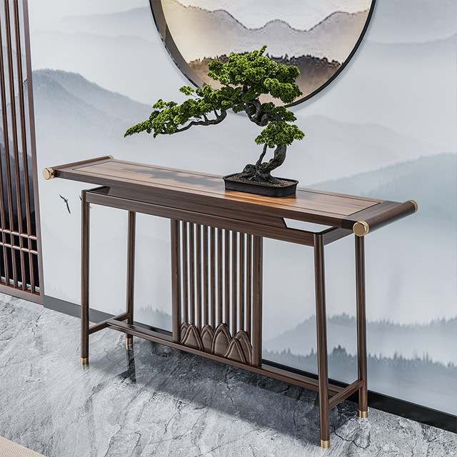 New Chinese-style console table Chinese-style solid wood simple strip ...