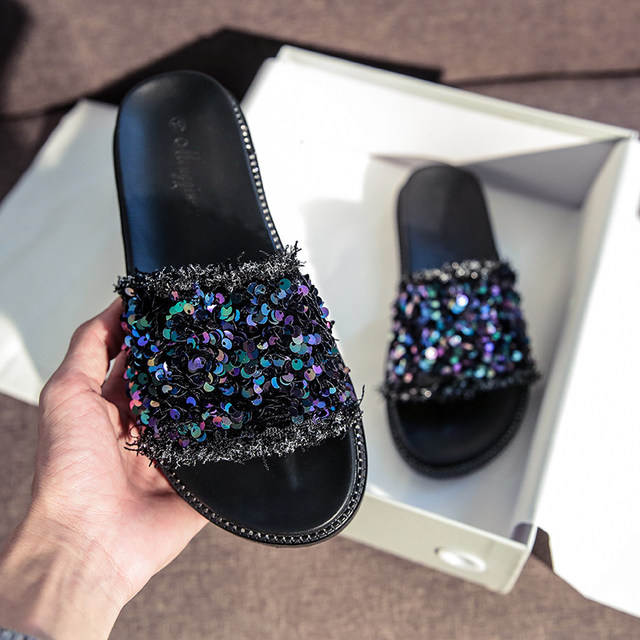 Slipper Women's Wearing INS Tide Liang Dragline Net Red Wind Wind Wild ...