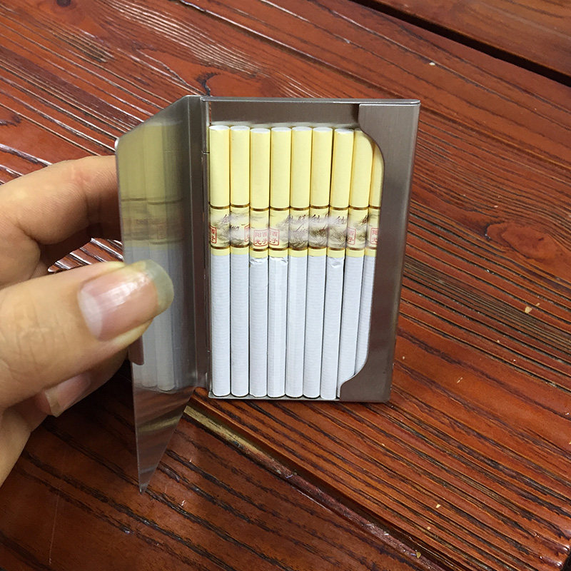 Mini Creative Fashion 10-Pack Thin Cigarette Case Stainless Steel ...