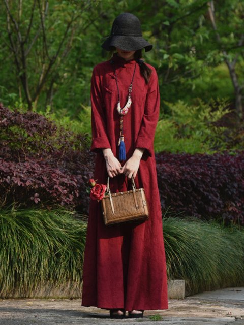 Suxin self -made ethnic style dress spring and autumn plus velvet thickened retro litto loose ...