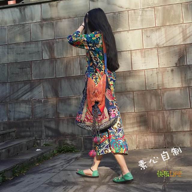 Xia Yan Suxin's homemade ethnic style literary robe spring and summer ...