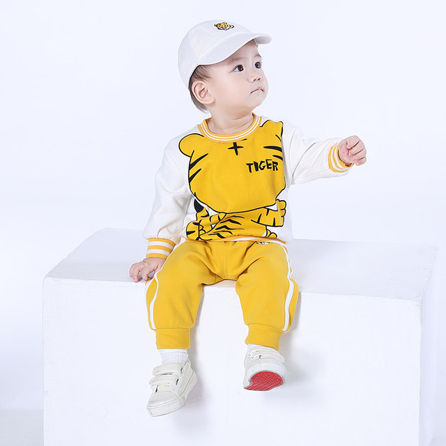 Baby spring and autumn set, cute cartoon super cute baby tiger clothes ...