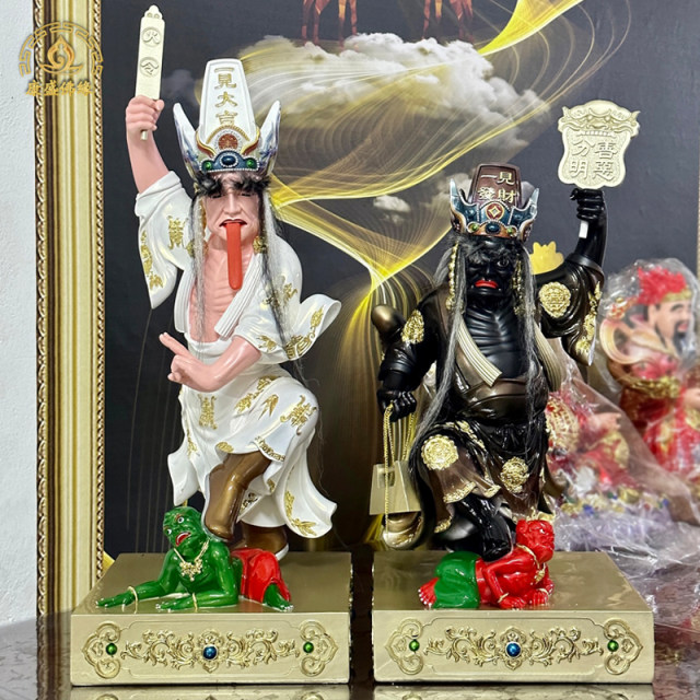 Qiye and Eight Lord Resin Black and White Statue Emperor Palace ...