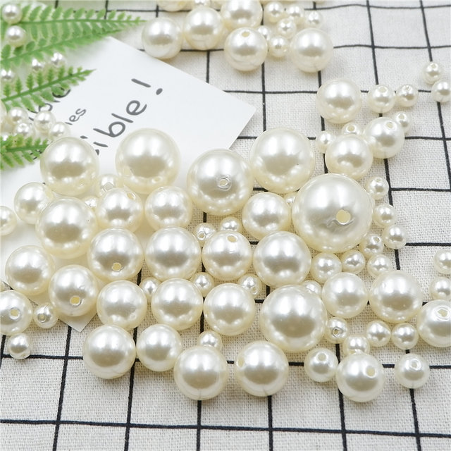 Straight hole plastic imitation pearl diy handmade environmentally ...