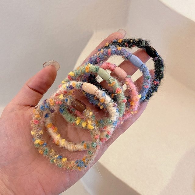 Korean autumn and winter warm colorful wool hair ropes and high elastic ...