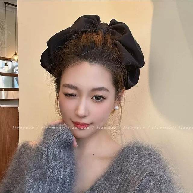 Satin Internet celebrity spring black gripper ins style gentle and ...