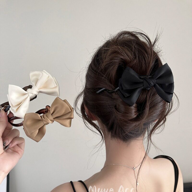 New simple black all-match bow one-word hair clip for the back of the ...
