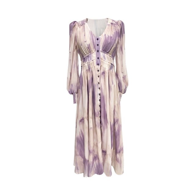 Deng Liuliu ink smudged tea break dress fugitive princess dress waist ...