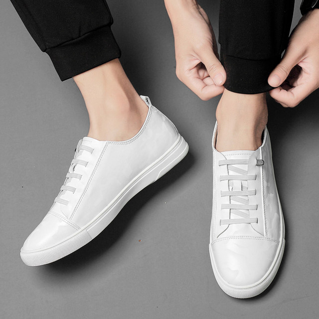 Suit, white shoes, men's genuine leather, trendy, versatile, no laces ...