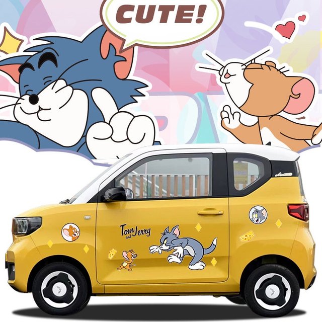 Wuling Hongguang miniev macaron car sticker cat and mouse cute cartoon ...