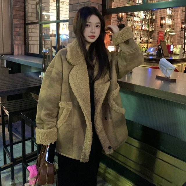 Fur integrated lamb wool jacket for women winter new high-end thickened ...