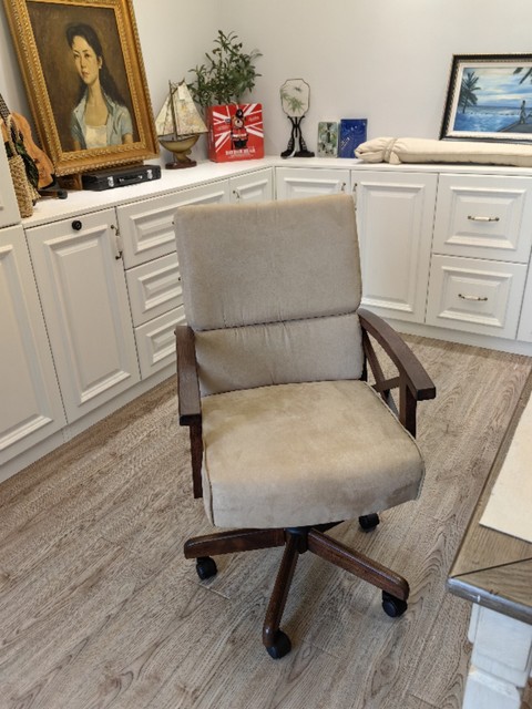 Solid wood computer chair, home office chair, American swivel chair ...