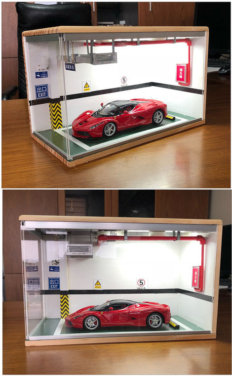 1:24 Scale Car Model Display Storage Cabinet, Simulated Garage Parking ...