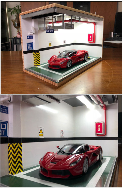 1:24 Scale Car Model Display Storage Cabinet, Simulated Garage Parking ...