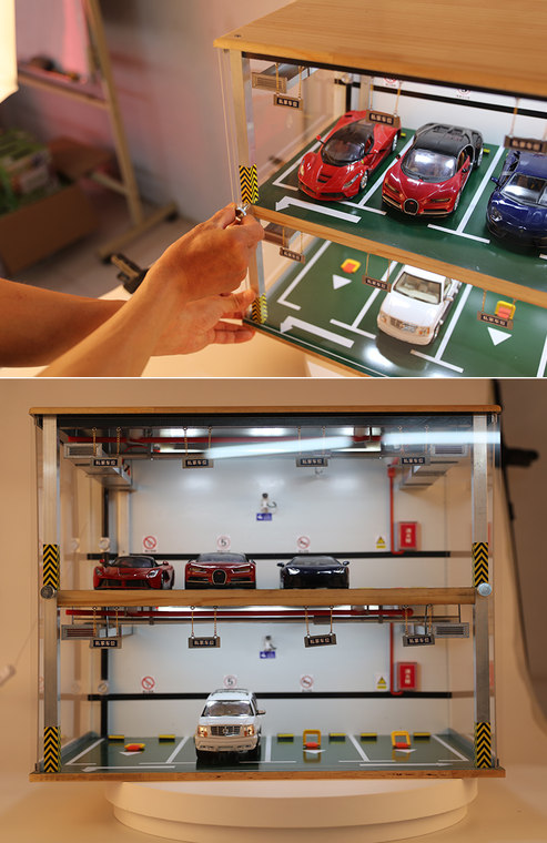1:24 Scale Car Model Display Storage Cabinet, Simulated Garage Parking ...