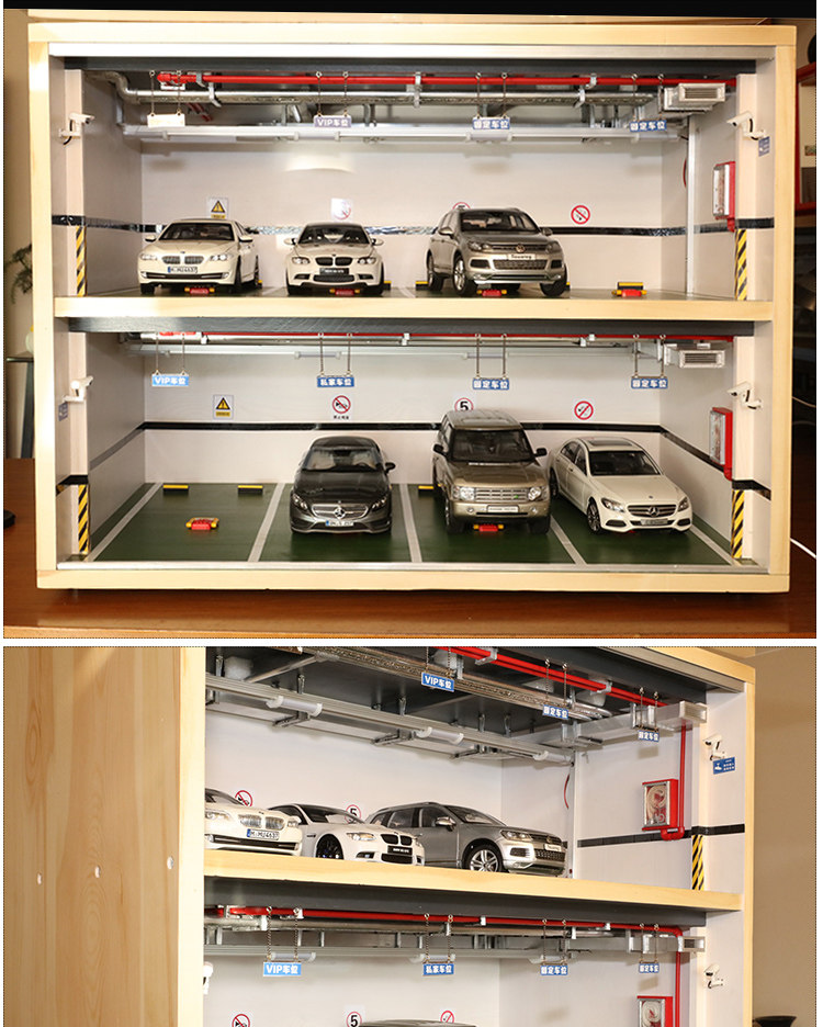1:18 Parking Lot Model Scene Double -Layer solid wood parking garage ...