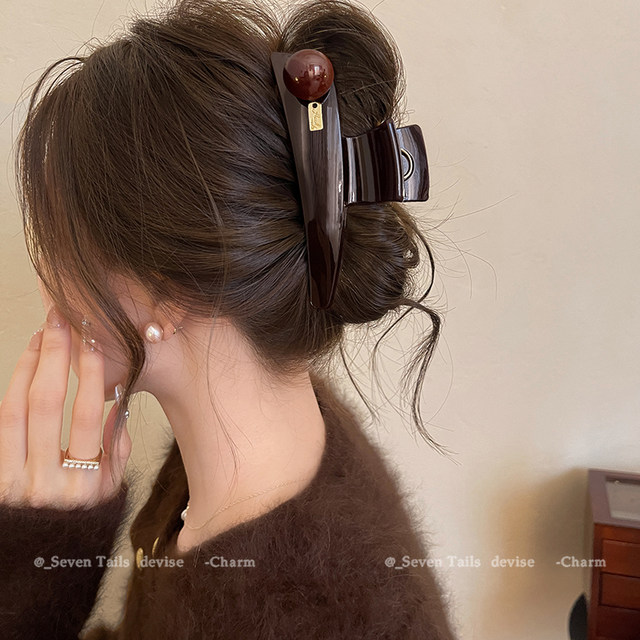 Gold label round bead grab clip high-end hair clip women's back of the ...