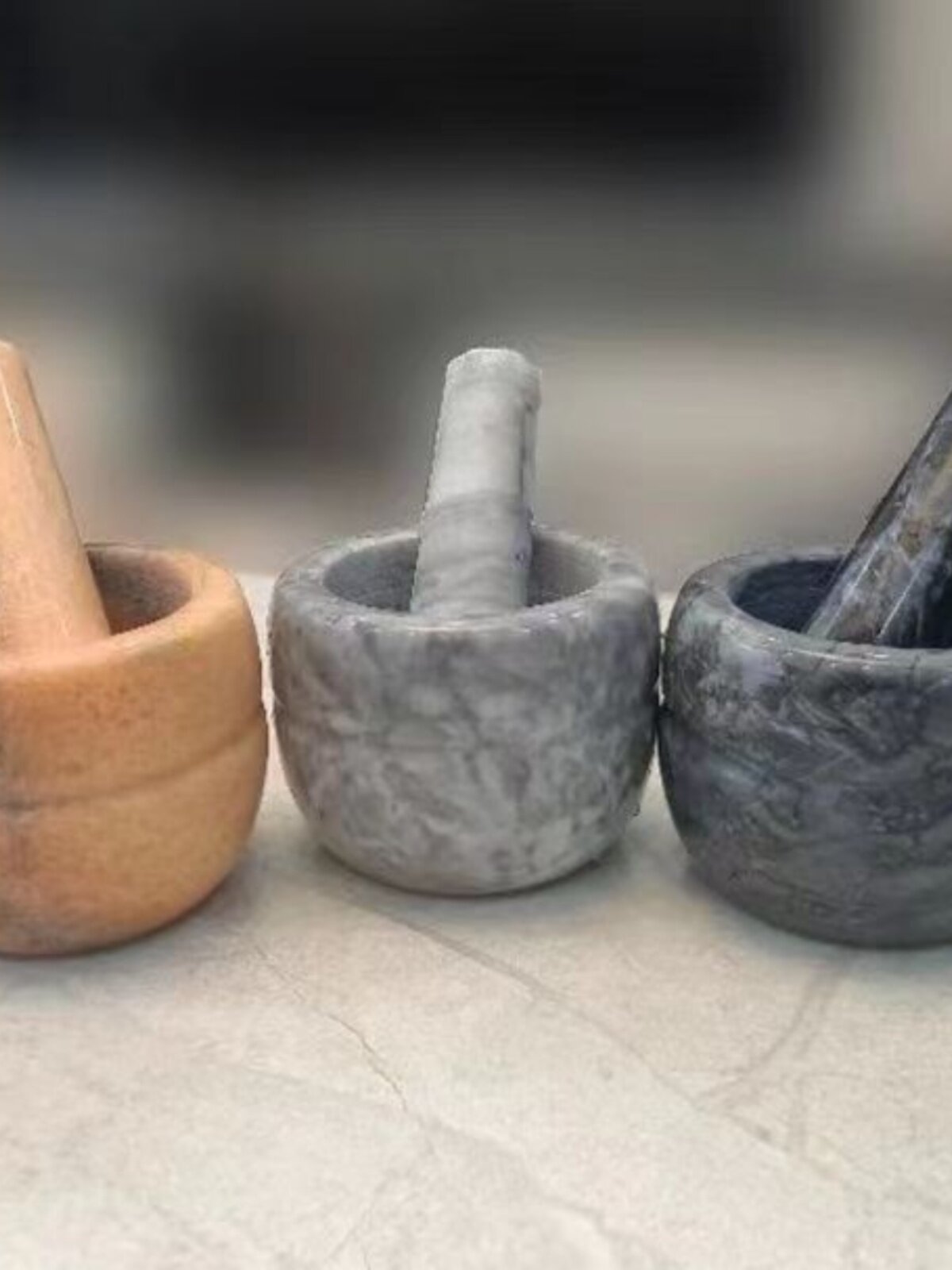 Mortier et Pilon en Marbre Reese Stone Ail - Pierre Bleue Naturelle