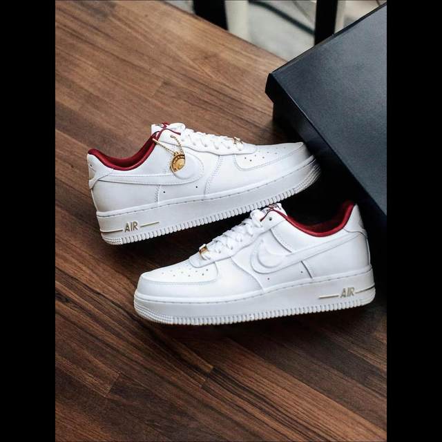 Nike Air Force 1AF1 Air Force One gold coin burgundy women's low-top ...