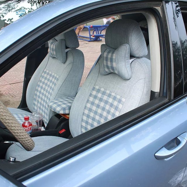 New Linen Car Seat Cover Green Checkered All-Inclusive Beetle Golf Polo ...