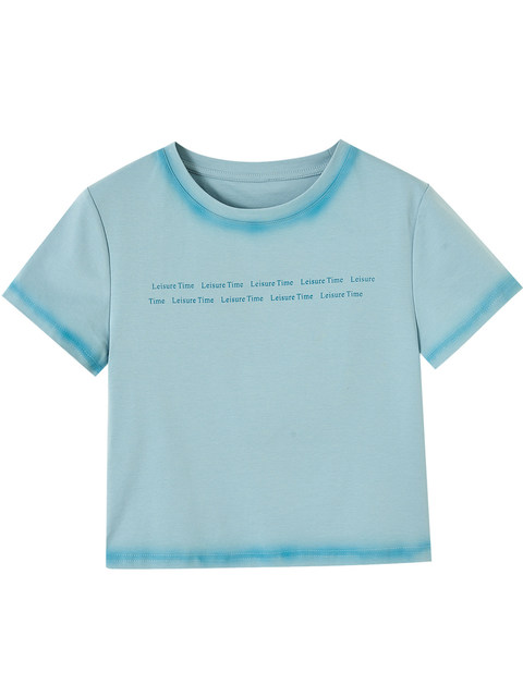 Dopamine contrast printing short-sleeved T-shirt for women 2025 summer ...