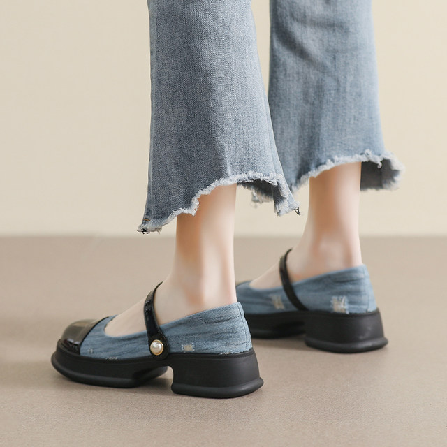 Little scented Mary Jane shoes for women in summer thick sole French ...