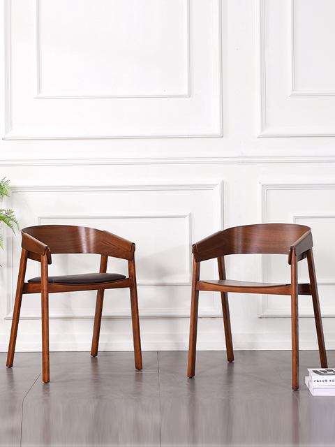 Nordic creative solid wood designer backrest armchair light luxury ...