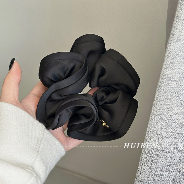 French high-end satin large intestine hair tie headband for women with ...